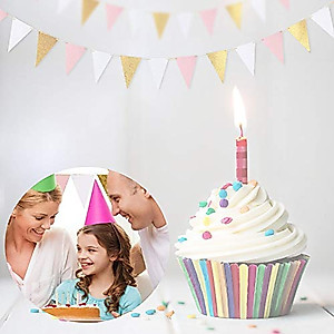 MoonBrush Glitter Paper Garland Banner for Party Photo Backdrop Wedding Graduation Birthday Festival Decor (Pink+White+Gold)