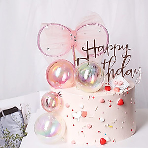 24 PCS Balls Cake Toppers Bubble Mini Balloon Topper Pearl Insert Cupcake DIY Decoration for Wedding Anniversary Graduation Birthday Party Baby Shower