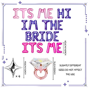 LaVenty It's Me Hi I'm The Bride It's Me Banner Balloons Iridescent Bachelorette Party Decoration Bridal Shower Party Decorations