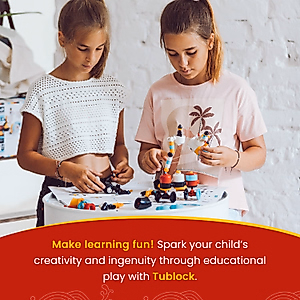 Tublock Challenger Set (SML 154 Pieces) | Creative & Educational Brick Building Toys for Girls & Boys | Easy to Connect Building Bricks Set | Innovative Curved Bricks for Building with Movable Pieces