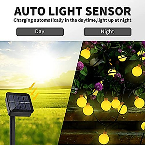 Kiosbibi Outdoor String Lights, 35.6ft 60LED Solar String Lights Outdoor Waterproof IP65, 8 Lighting Modes LED String Lights for Garden Yard Porch Wedding Party Patio Decor Christmas Gifts