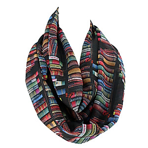 Etwoa's Bookshelf Black Infinity Scarf Circle Scarf Loop Scarf, Large