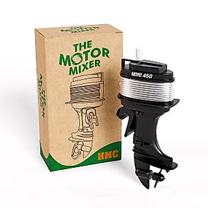 The Motor Mixer by HMC - Wind-Up Outboard Mini Boat Motor Coffee Mixer Novelty Beverage Stirrer for Cups, Mugs, & Glasses Unique Drink Mixing Gadget Toy Perfect Stocking Stuffer or Holiday Gift
