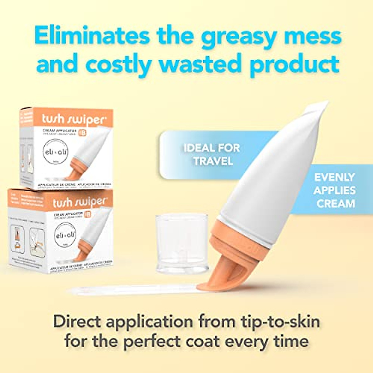 Eli & Ali Tush Swiper - Diaper Rash Cream & Butt Paste Applicator - Universal Fit for Most Diaper Creams | Mess-Free & Hygienic Alternative to Cream Spatula - Carry Less Baby Gear - Orange, 1 Pack