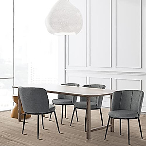 VINGLI Grey Dining Chairs Set of 2,Mid Century Modern Kitchen&Dining Room Chairs,Upholstered Fabric Dining Room Armless Chair for Home Kitchen,Living Room