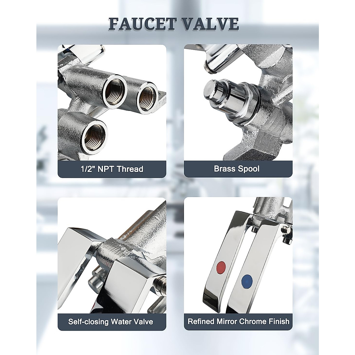 Phivan Foot Operated Faucet Valve - Knee Hands-Free Sink Pedal Brass Double Pedal Valve Control Non-Contact Faucet Sink Knee Pedal for Commercial Kitchens, Hospitals, Schools, Laboratories