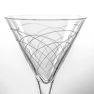 Rolf Glass Mid-Century Modern Martini Cocktail Glass | Stemmed 7.5 oz. Martini Glasses | Lead-Free Glass | Diamond-Wheel Engraved Cocktail Glasses | Designed and engraved in the US (Set of 4)