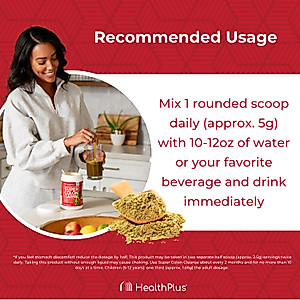 Health Plus Super Colon Cleanse, 12 oz powder, 68 Servings - Natural Detox, Digestive Constipation Relief, Gentle Gut Cleanse with Psyllium Husk & Senna Leaf