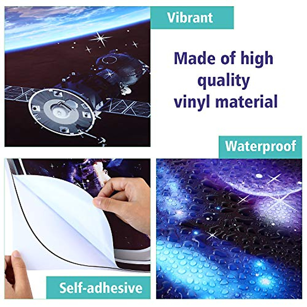 6 Pieces 3D Space Capsule Window Wall Decal Outer Space Wall Stickers Spacecraft Astronaut Wall Mural Poster for Kids Nursery Bedroom Home Decoration, 11 x 15 Inches