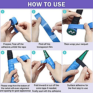 Jadive 100 Pcs Tennis Racket Grip Tape Anti Slip Tennis Overgrips PU Absorbent Badminton Grip Tape for Badminton Tennis Racquet Grip Fishing Rods, Red Yellow Blue Black Purple