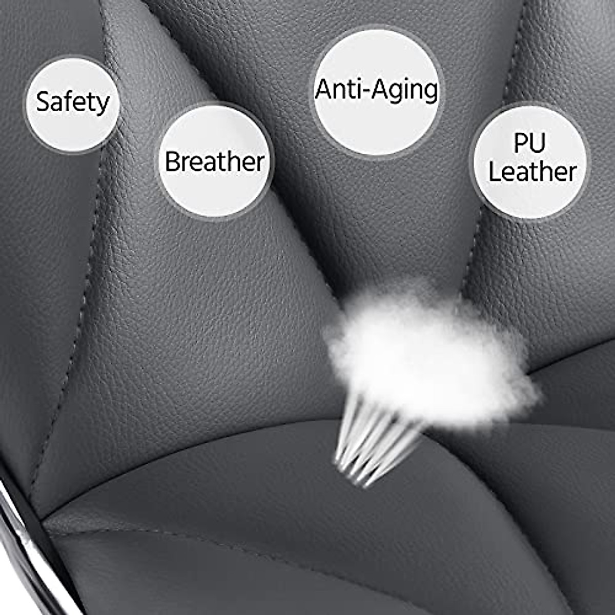 Yaheetech Bar Stools Set of 4, Island Chairs Shell Back, PU Leather Adjustable Barstools, Swivel Barstools with Footrest for Home Kitchen, Grey