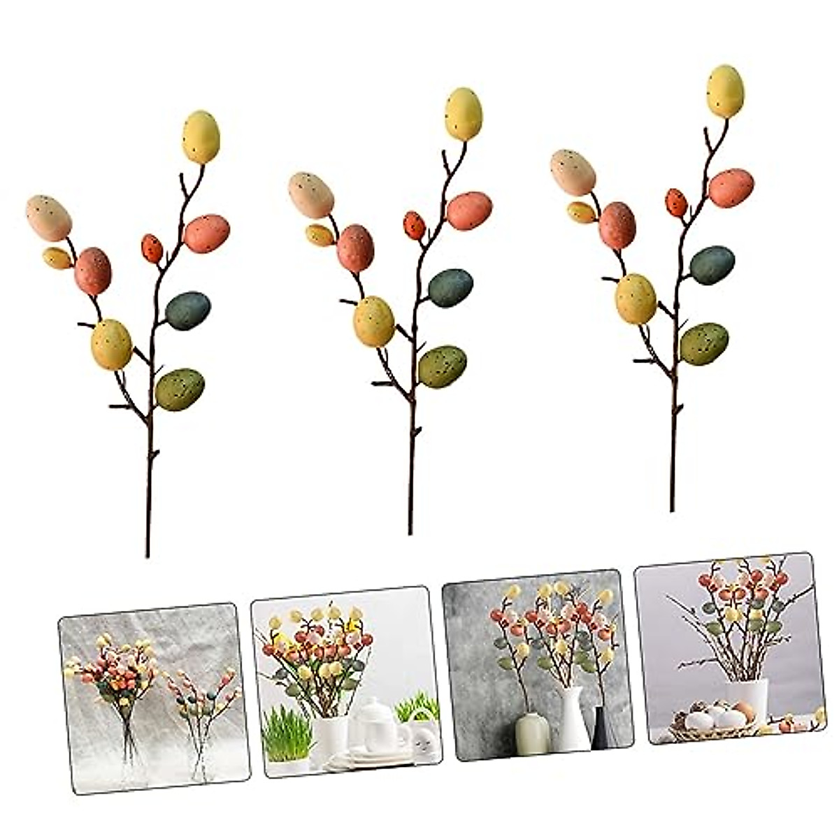 Abaodam 5 Egg Decoration Easter Flower Arrangement Egg Easter Egg Tree Branch DIY Crafts Egg Easter Picks with Pastel Easter Eggs Easter Egg Garland Easter Flowers Indoor Foam Forsythia