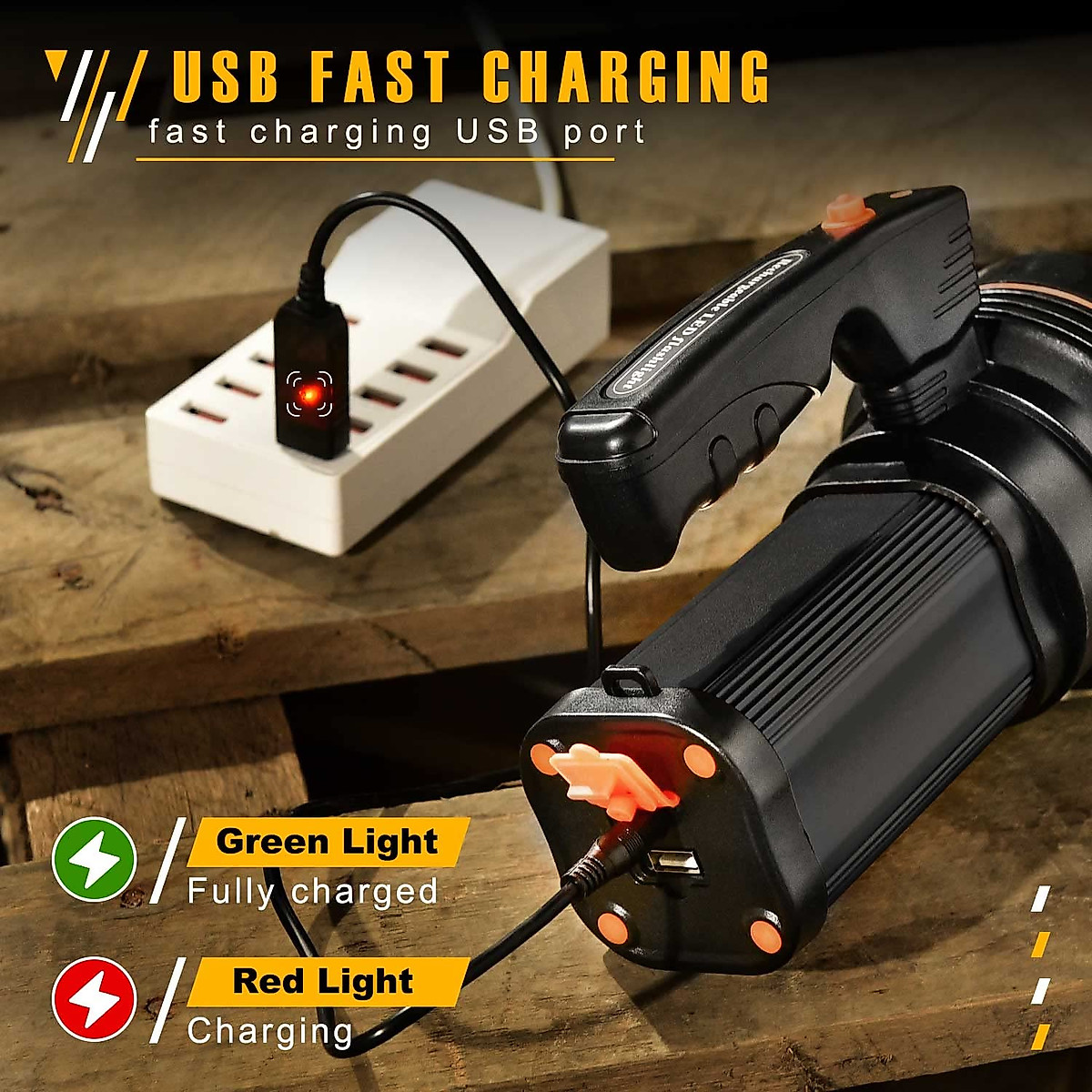 CSNDICE Rechargeable Flashlights High Lumens, 1000000LM Spotlight Flashlight, IP68 Waterproof, Power Bank,Rechargeable Spot Lights for Outdoor, Emergency, Hurricane