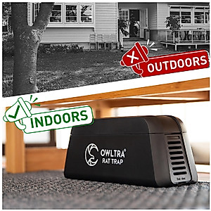 OWLTRA Indoor Electric Mouse Trap, Instant Kill Rodent Zapper with Pet Safe Trigger, Black, Small