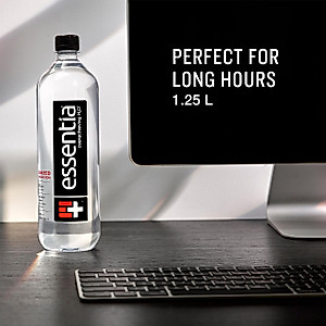 Essentia Water LLC , 99.9% Pure, Infused with Electrolytes for a Smooth Taste, pH 9.5 or Higher; Ionized Alkaline Water, Black, 42.3 Fl Oz (Pack of 12)