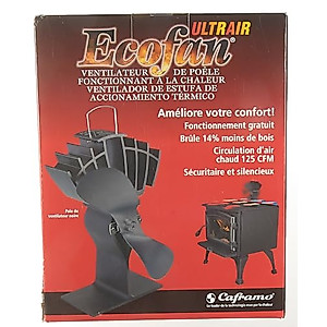 Ecofan® UltrAir, Classic Styled, Heat Powered Wood Stove Fan, 125 CFM, 810CAXBX, Mid-Sized, 7.9" Blade, Black