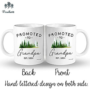 Vivulla68 Promoted To Grandparents Grandma And Grandpa 2024 Mugs, Pregnancy Announcement For Grandparents Mug Set, Grandma And Grandpa Announcement Gifts, Grandparents Baby Announcement Christmas Gift