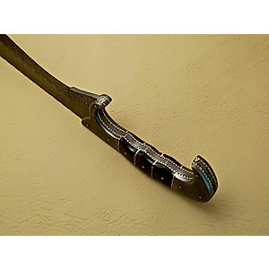 18" Custom Hand Made Damascus Steel Kopis Hunting Bowie Knife Handle Bull Horn HB 21