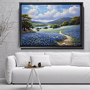 Enchanting Texas, Native Texas Hill Country Bluebonnet Landscape - Fine Art Print Mounted in a White Mat Board