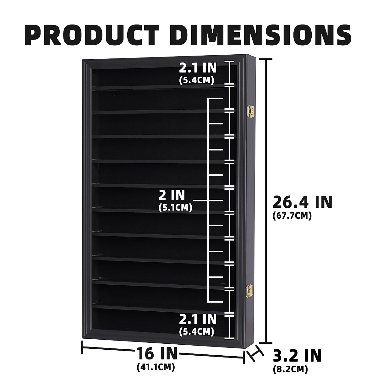 Hot Model Toys Cars Diecast Display Case Cabinet Wall Rack Compatible with Wheels and Matchbox Cars 1/64-1/43 Scale, 26.5" H X 16" W X 3.25" D Black Color Frame
