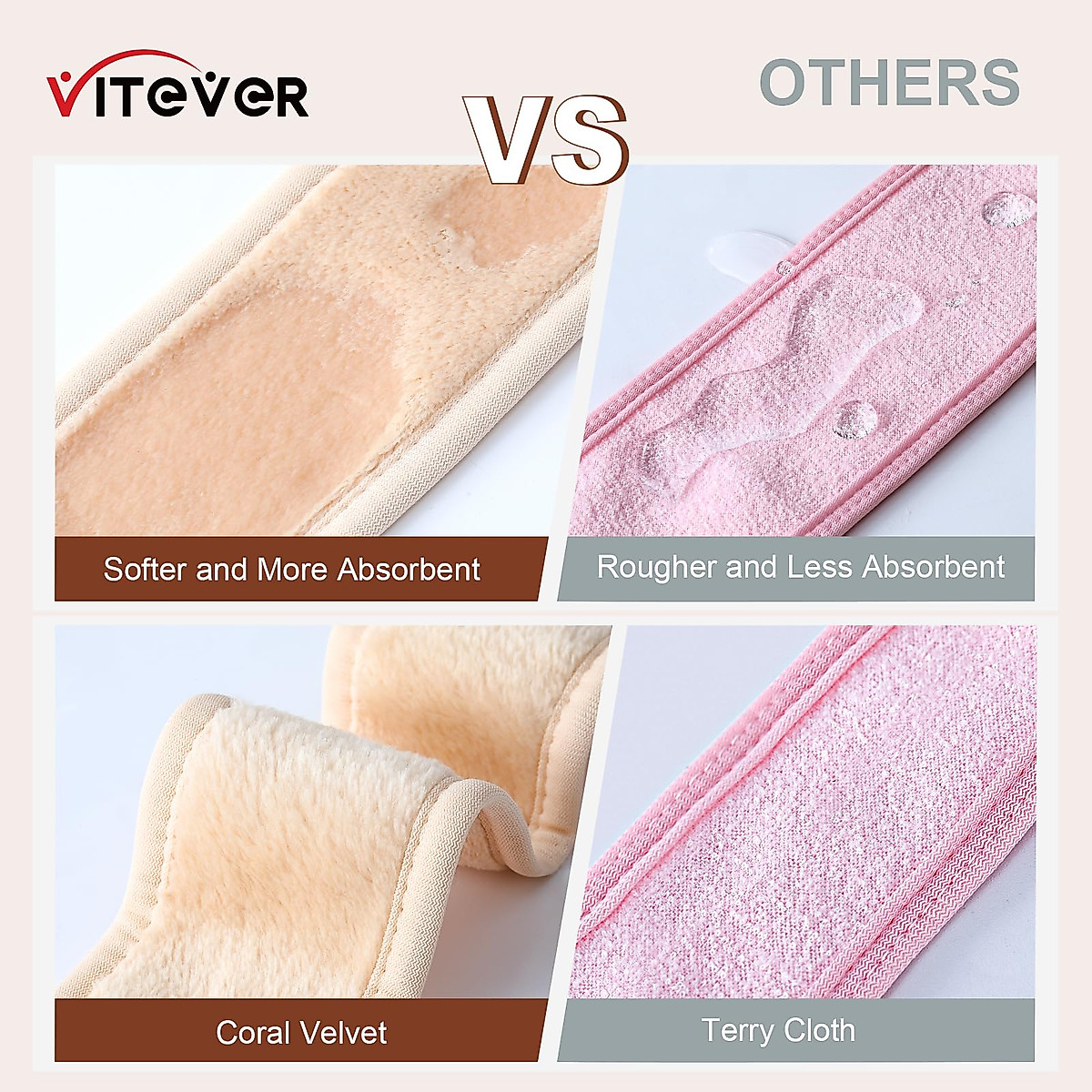 4 Pack Spa Headbands for Women, Lengthened Adjustable Makeup Headbands for Women's Hair, Stretch Flannel Headband for Washing Face, Wrap Towel for Skincare, Facial Mask, Bath and Sport with Magic Tape