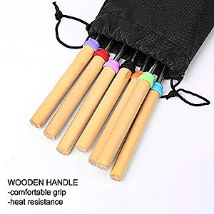 8 Marshmallow Roasting Sticks, 32 Inch Telescoping Hot Dog Forks&Smores Stainless Steel Skewers Extendable for Campfire, Camping Stove Bonfire BBQ Tools with Portable Bag
