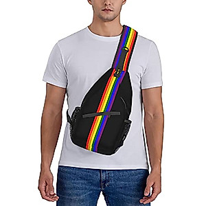 MANQINF LGBT Pride Flag Sling Backpack,Casual Crossbody Shoulder Backpack Adjustable Sling Bag Chest Daypack for Men Women