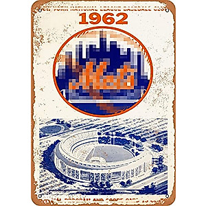 New York Mets Tin Retro Sign Vintage Metal Poster Plaque Warning Signs Iron Art Hanging Wall Decoration Yard Cafe Bar Pub Club Gift 20X30 cm