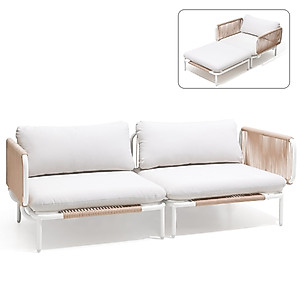 VredHom Oversized Patio Loveseat, Patio Furniture Couch with Removable Cushions, Outdoor Modern Loveseat for Patio, Garden, Lawn, Beige