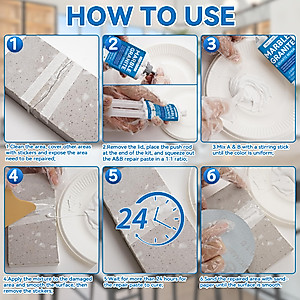 Quartz Countertop Chip Repair Kit, White Granite Repair Kit, Marble Repair Kit, Porcelain Repair Kit for Granite, Marble, Quartz Stone, Porcelain and Other Stone Surface Crack Quartz Chip Repair Kit