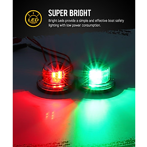 Partsam 2Pcs Marine Boat Light, Red Green LED Bow Navigation Lights, Deck Port Side Starboard Lights Sailing Signal Light for Pontoon Yacht Sailboat Speedboat Fishing Boats, IP67 Waterproof, DC 12V