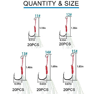 moisture Fishinghooks 100 PCS Casting Auxiliary Hook Slow Pose Bait Bass Fishing Hook Hook Bundled Fish Hook with Feather Sea Fishing Hook Fishing Hook (Size : 15#)