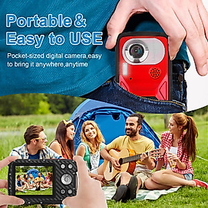 Waterproof 1080P 36MP Compact Camera for Kids with 32GB Card, Point and Shoot Portable Camera for Teens, Students, Boys, Girls, Seniors