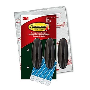 Command Outdoor Large Hooks, Bronze, Holds up to 5 lbs, 3-Hooks, 4-Strips, Decorate Damage-Free