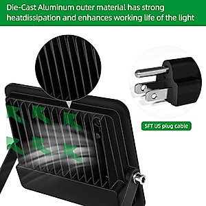 RFPP LED Flood Light Outdoor,2Pack 25W Plug in Motion Sensor Light with 5ft Cord,120V Security Lights with photocell Waterproof 5700K Flood Lights Lighting for Yard Backyard House Wall (25, Watts)