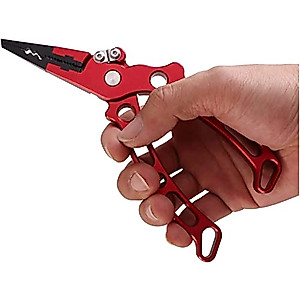 Sxdthy Fishing Pliers, Aluminum Alloy Fishing Gear, Fishing Tools & Accessories with Safety Coiled Lanyard and Sheath for Fishermen (Color : Red)