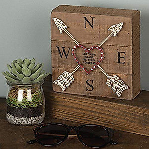 Primitives by Kathy 33187 String Art Box Sign, 6 x 6, Let Your Heart Be Your Compass