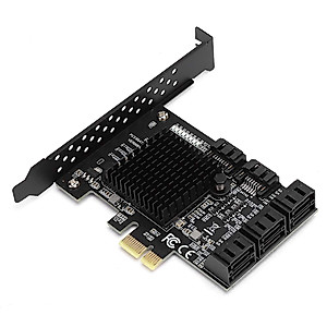 Heayzoki Ports PCI-E to SATA 3.0 Card,PCI Express PCI-e Expansion Card,PCI-E to SATA3.0 Controller Expansion Board,for 7/8/XP/10,with Driver Disc,Semi-High Baffle