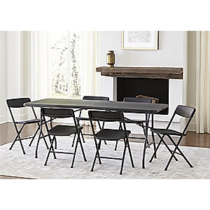 CoscoProducts Deluxe 6 foot x 30 inch Fold-in-Half Blow Molded Folding Table, Black