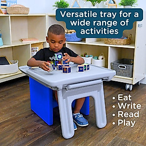 Children's Factory Edutray Kids Desk | Converts Cube Chair to Childrens Desk | Space-Saving Toddlers Desk Chair Converter | Homeschool & Classroom Study Desk for Kids | Gray