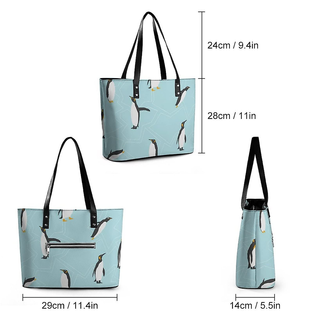 Womens Handbag Penguin Birds Leather Tote Bag Top Handle Satchel Bags For Lady