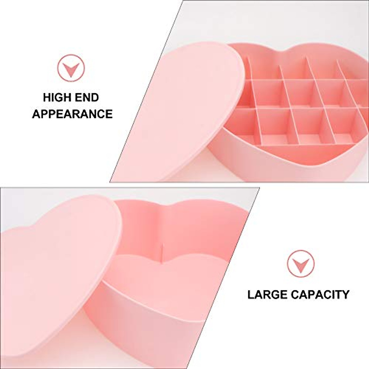 Cabilock Clothes Drawer 3Pcs Underwear Organizer Box with Lids Heart Shaped Closet Dresser Drawer Dividers Containers Stackable for Socks Bras Scarves Clothes Storage Bag