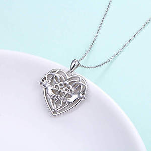DAOCHONG Sterling Silver Forever Love Infinity Celtic Claddagh Love Heart Necklace Women Sister Lover Gift
