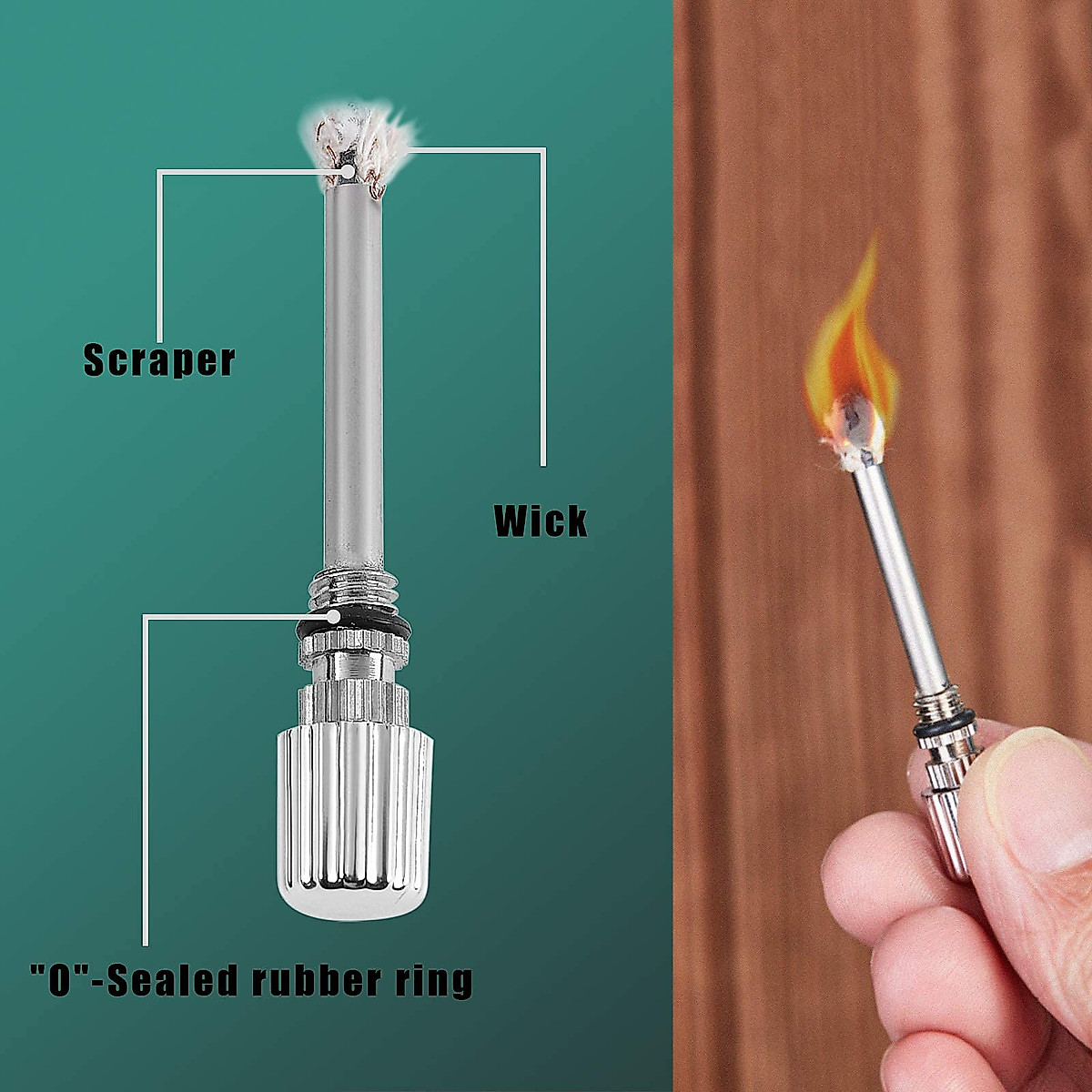 YUSUD Permanent Match Accessories, Never Ending Matchstick Parts, Forever Matches Strike Anywhere Replaceable Kit Included Scrapers, Flint Fire Starter Rods, Wicks and Sealed Waterproof Rubber Rings