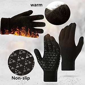 Warm Beanie Hat Scarf Gloves Set for Men, Includes Fleece Beanie Hats,Fleece Scarf, Winter Knit Glovesand Ear Warmers for Men Women (Black)