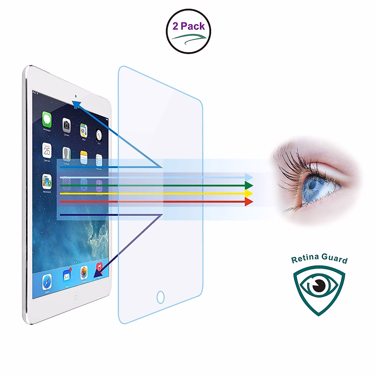 Entwth Screen Anti Blue Light Tempered Glass Protector[2 Pack] for 10.2" Apple iPad (2019,7th Gen),[Eye Care,Relieve Eye Fatigue] Blocks Excessive Harmful Blue Light & UV Anti Glare Anti-Scratches