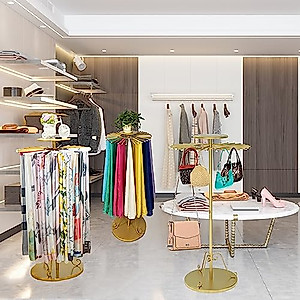 Freestanding Scarf Rack with 30 Rods, Pivoting Round Scarf Display Stand, Height Adjustable Scarf Holder Organizer, Scarf Hanging Rack for Boutique Clothing Store Home