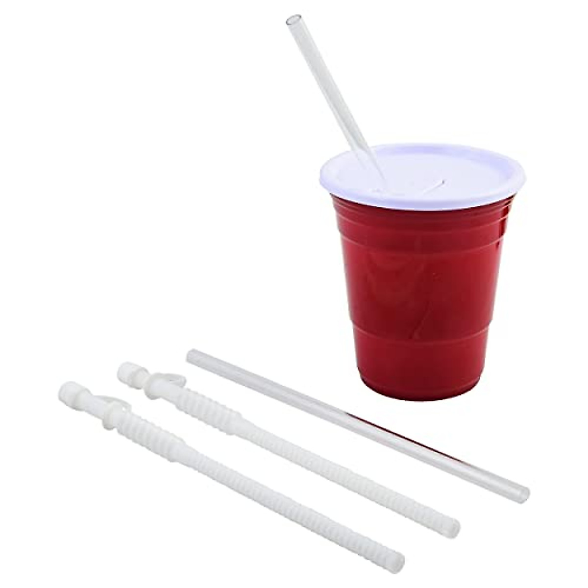 Red Cup Living Reusable Drinking Straws for Cold and Hot Drinks - Plastic Smoothie Straws for 18 oz Cups - Set of 4 - Eco-Conscious - Perfect for Party Cups, Mugs, Mason Jars, and Tumblers, Party Cups
