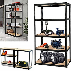 Garage Storage Shelves, 5-Tier Adjustable Metal Shelves for Storage, Shelving Unit Utility Rack Shelves for Warehouse Pantry Closet Kitchen, Organization Multipurpose Shelf, 29"L x 12" D x 66" H