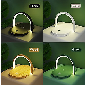 Table Lamp with Wireless Charger, 3 in 1 LED Bedside Night Light Phone Kickstand Foldable 15W Quick Wireless Charger for iPhone Samsung Huawei, Dimmable Desk Lamp for Bedroom, Office-Wood